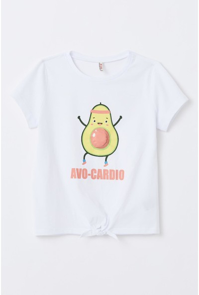 Defacto Kız Çocuk Avokado Baskılı Dokunmatik Işıklı Kısa Kollu Tişört U5442A621SM