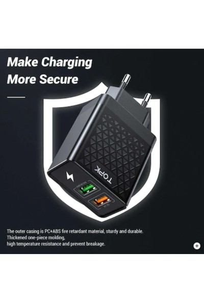 Dshlgls Topk B254Q Çift Çıkışlı Hızlı Şarj Aleti Siyah