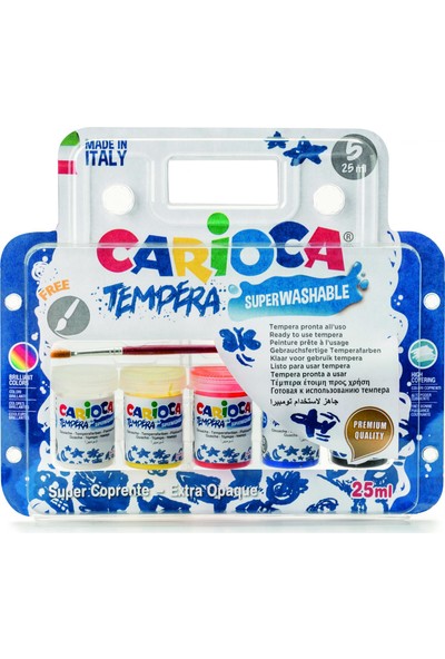 Carioca Tempera Yıkanabilir Sulu Boyası 5 Renk 25 ml Carioca Tempera Yıkanabilir Sulu Boyası 5 Renk 25 ml