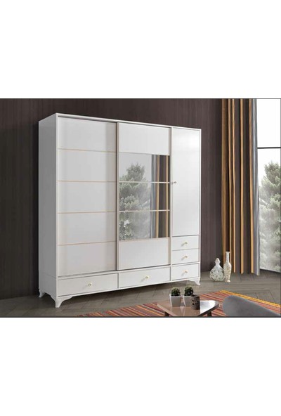 Poyraz Sürgülü Beş Çekmeceli Dolap 180'Lik Dolap Poyraz Sürgülü Beş Çekmeceli Dolap 180'Lik Dolap