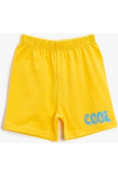 Koton Erkek Çocuk Sarı Yazı Baskılı Pamuklu Şort 1YMB48284OK