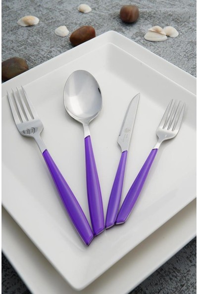 Acar Nadia 24 Parça Çatal Kaşık Bİçak Takımı Mor 16734 Acar Nadia 24 Parça Çatal Kaşık Bİçak Takımı Mor 16734