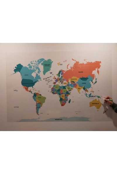 Sihirli Tahta Dünya Haritası Renkli Şeffaf Türkçe 95 x 150 cm Sihirli Tahta Dünya Haritası Renkli Şeffaf Türkçe 95 x 150 cm
