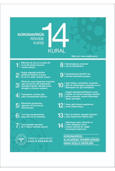 Sıradışı Hediyelik 14 Kural Uyarı Afişi Stıcker