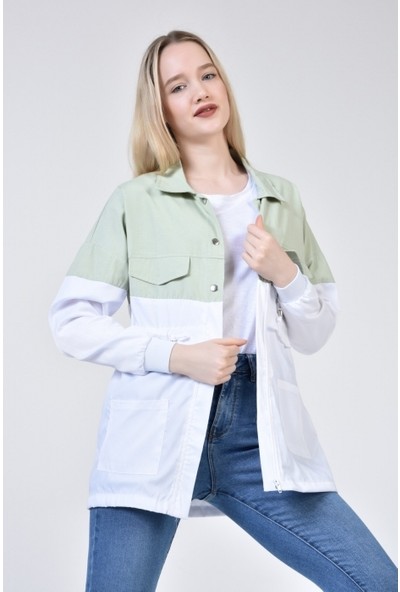 Poriento Kadın Çift Renkli Trençkot