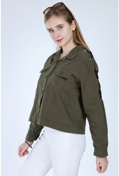 Poriento Kadın Kuş Gözlü Gabardin Ceket