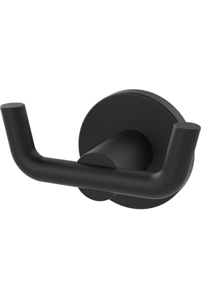 Monavit Mira Siyah Yuvarlak Banyo Ikili Askılık, Bornozluk A13808