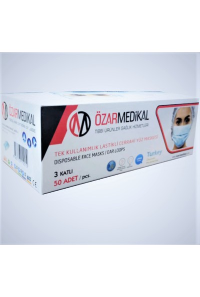 Özar Medikal Meltblown Filtreli Yumuşak Lastikli Telli Açık Yeşil Cerrahi Maske 50 Adet