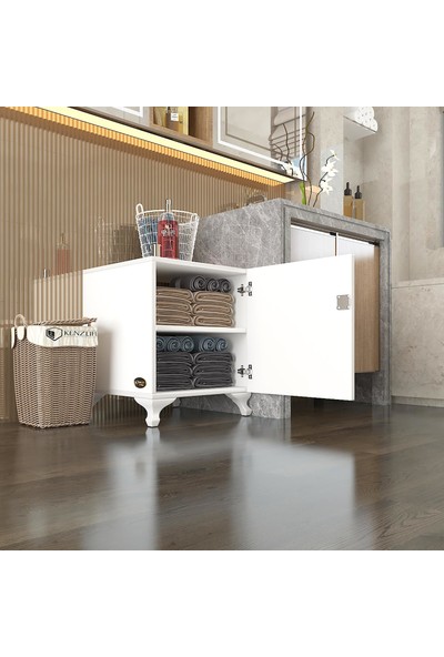 Kenzlife kilitli dolap rana39x39x39 banyo dolabı hazır mutfak ofis kiler kitaplık evrak ayaklı