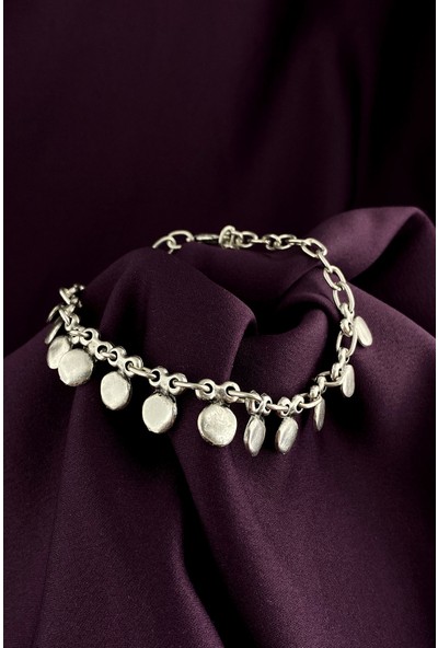 Mooni Accessories Sallantılı Yuvarlak Tasarım Antik Gümüş Kaplama Ayarlanabilir Halhal Mooni Accessories Sallantılı Yuvarlak Tasarım Antik Gümüş Kaplama Ayarlanabilir Halhal
