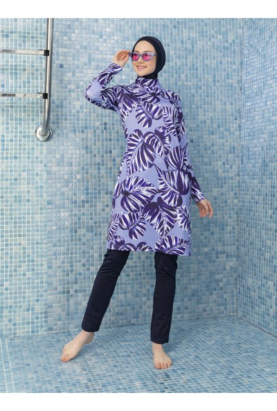 Mayo Bella Mavi Yapraklı Lycra Tam Kapalı Mayo - Mavi Lacivert- Mayo Bella Mayo Bella Mavi Yapraklı Lycra Tam Kapalı Mayo - Mavi Lacivert- Mayo Bella