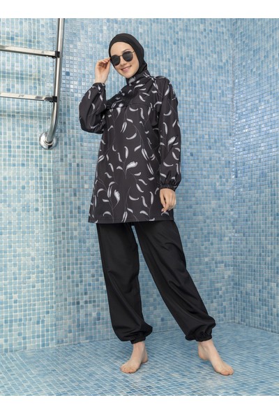 Mayo Bella Puantiye Yapraklı Paraşüt Tam Kapalı Mayo - Siyah Beyaz - Mayo Bella Mayo Bella Puantiye Yapraklı Paraşüt Tam Kapalı Mayo - Siyah Beyaz - Mayo Bella