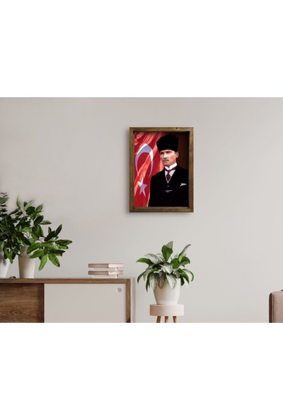 Bk Gift Atatürk Tasarımlı Doğal Masif Ahşap Çerçeveli Tablo 45X65CM-23 Bk Gift Atatürk Tasarımlı Doğal Masif Ahşap Çerçeveli Tablo 45X65CM-23