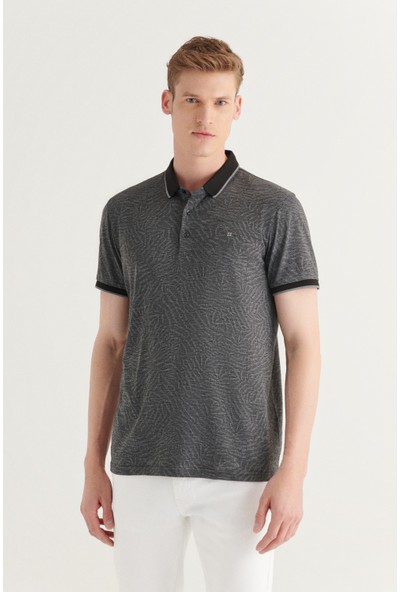 Avva Erkek Siyah Polo Yaka Jakarlı T-Shirt A11Y1164
