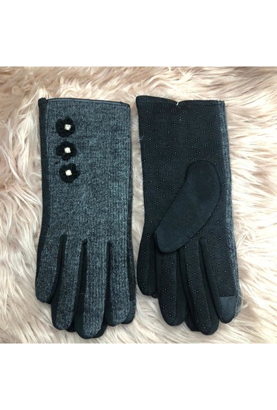 Çiçek Süslü Füme Eldiven