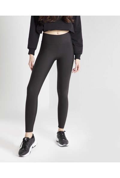 Taytbutikcom - Lemis - Içi Polarlı Düz 7/8 Boy Siyah Tayt