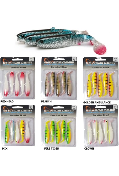 Savage Gear Cannibal Shad 8cm 5gr 5 Adet Silikon Yem Savage Gear Cannibal Shad 8cm 5gr 5 Adet Silikon Yem