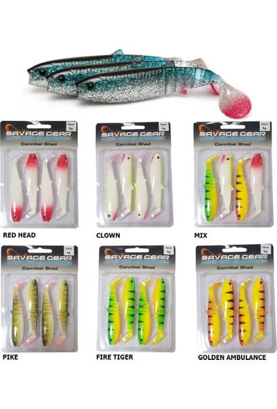 Savage Gear Cannibal Shad 10CM 9gr 4 Adet Silikon Yem Savage Gear Cannibal Shad 10CM 9gr 4 Adet Silikon Yem