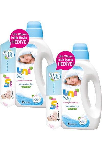 Unı Baby Çamaşır Deterjanı 1500 ml + Islak Havlu 2'li