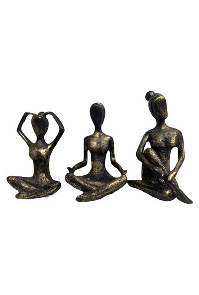 Emin Aksesuar Yoga Yapan Kadın 3 Lü Set Küçük Dekoratif Hediyelik Obje Antik Emin Aksesuar Yoga Yapan Kadın 3 Lü Set Küçük Dekoratif Hediyelik Obje Antik