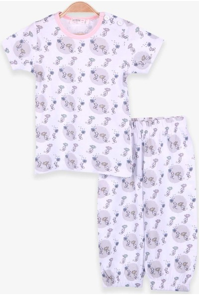 Breeze Kız Bebek Pijama Takımı Fare Desenli Beyaz (9 Ay-3 Yaş)
