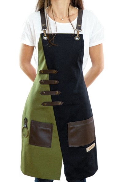 Monapron Özel Tasarım Barista Ahşap Seramik Kuaför Önlük 02B Miro Siyah Yeşil Monapron Özel Tasarım Barista Ahşap Seramik Kuaför Önlük 02B Miro Siyah Yeşil