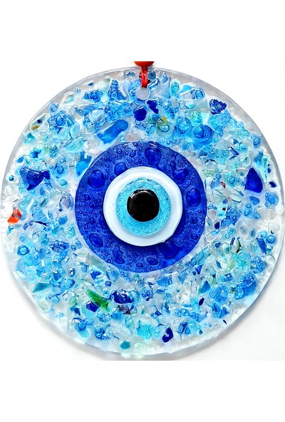Mixperi Mavi Nazar Boncuklu Kesme Cam Desenli Duvar Süsü Nazarlık