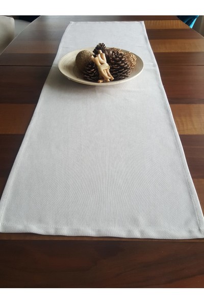 ZeyHome Düz Krem Kadife Runner 140X45CM