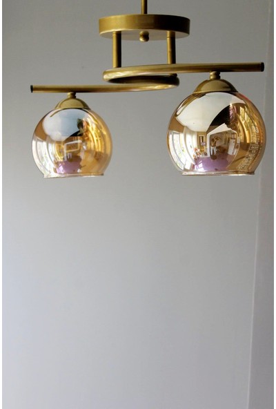 Avizevi Aydınlatma Eskitme Bal Camlı Poyraz 2 Li Avize Avizevi Aydınlatma Eskitme Bal Camlı Poyraz 2 Li Avize