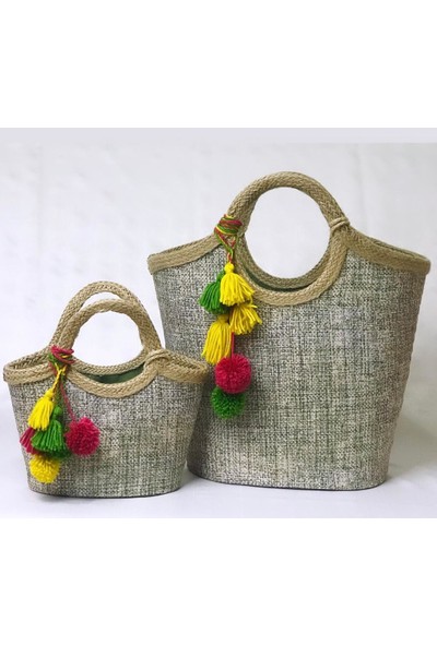 Çanta Tasarımcısı Anne & Kız Kombin Plaj Çantası Hasır Çanta Tasarımcısı Anne & Kız Kombin Plaj Çantası Hasır