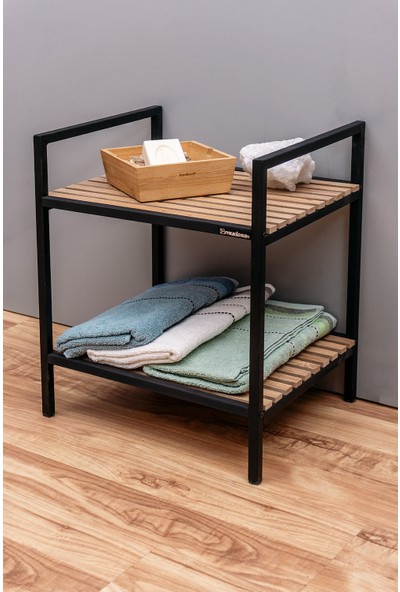 Mudesa Metal Ahşap Dekoratif Banyo Rafı 2 Raflı Mini Açık Banyo Dolabı Havluluk Sabunluk Çok Amaçlı Organizer Mudesa Metal Ahşap Dekoratif Banyo Rafı 2 Raflı Mini Açık Banyo Dolabı Havluluk Sabunluk Çok Amaçlı Organizer
