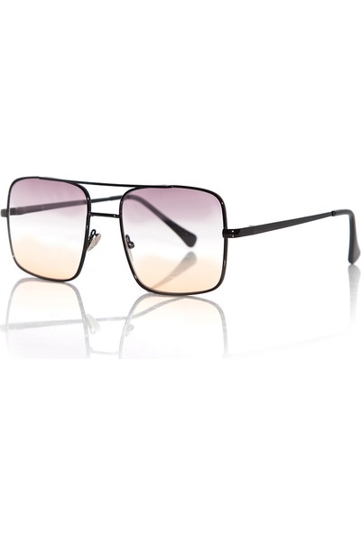 Mooı Siyah Metal Çerçeveli Çift Renkli Güneş Gözlüğü 8582021003944