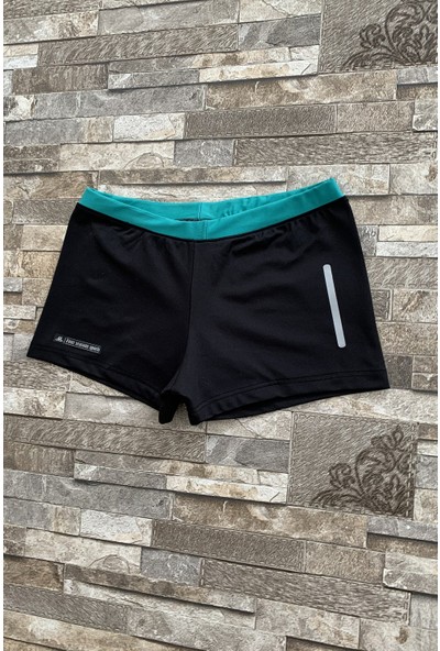 Erkek Çocuk Siyah Yeşil Gri Baskılı Boxer Yüzücü Deniz Havuz Plaj Mayosu