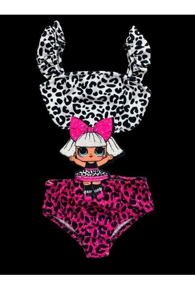Lolli Boom Kids Kız Çocuk Mayokini Lol Bebek - Fuşya Siyah Beyaz Leopar Kol Fırfırlı - Son Sezon Kostüm Mayo Lolli Boom Kids Kız Çocuk Mayokini Lol Bebek - Fuşya Siyah Beyaz Leopar Kol Fırfırlı - Son Sezon Kostüm Mayo