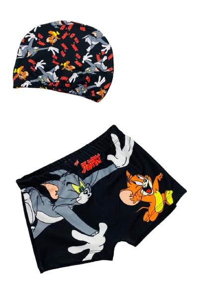 Lolli Boom Kids Erkek Çocuk Tom ve Jerry Kahramanlar Temalı Mayo Şort Bone 2'li Set Siyah Lolli Boom Kids Erkek Çocuk Tom ve Jerry Kahramanlar Temalı Mayo Şort Bone 2'li Set Siyah