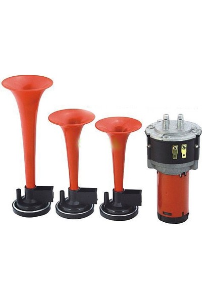 Oscar 3 Borulu Havalı Korna 12 Volt Motorlu Kırmızı Oscar 3 Borulu Havalı Korna 12 Volt Motorlu Kırmızı