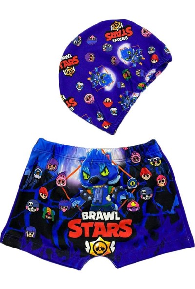 Masho Trend Mavi Brawl Stars Erkek Çocuk Mayosu + Bone