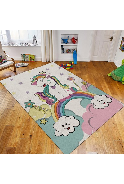 Sed Unicorn Çocuk Odası Halısı-Kaymaz Taban/yıkanabilir