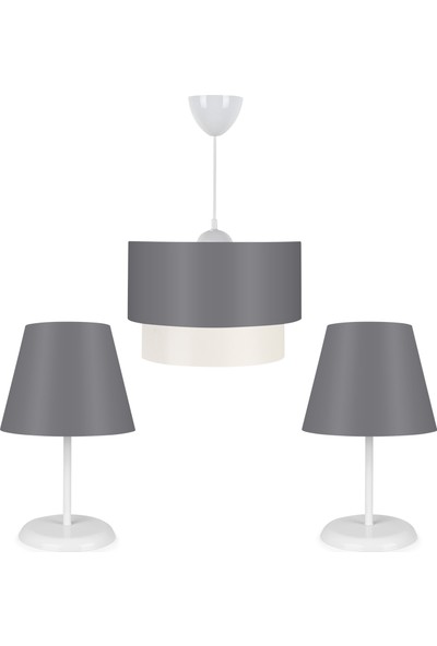 Homing Evo Beyaz Metal Gövdeli Abajur ve Avize Seti Homing Evo Beyaz Metal Gövdeli Abajur ve Avize Seti