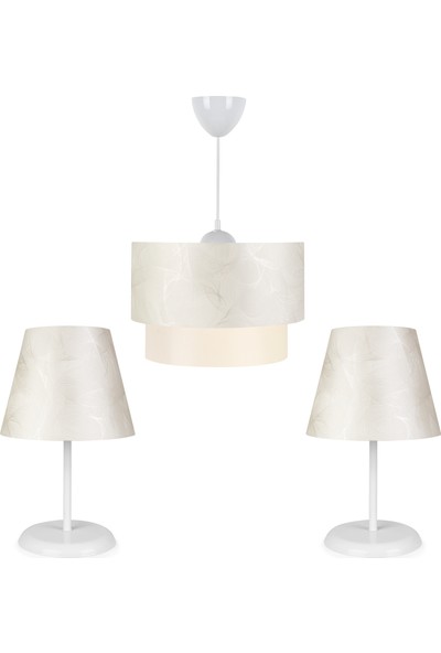 Homing Evo Beyaz Metal Gövdeli Abajur ve Avize Seti Homing Evo Beyaz Metal Gövdeli Abajur ve Avize Seti