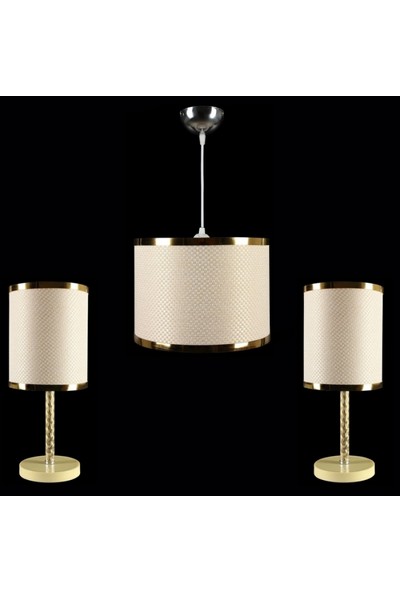 Homing 3 Lü Pasta Avize Seti Krem