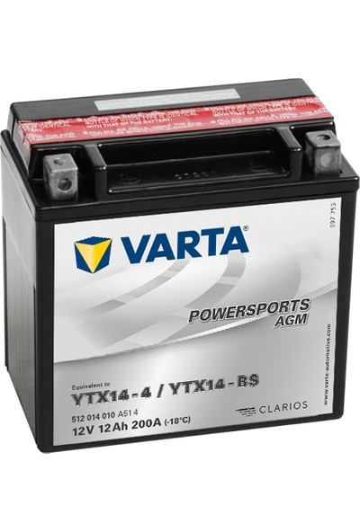 Varta YTX14-BS (YTX14-4) Motosiklet Aküsü Varta YTX14-BS (YTX14-4) Motosiklet Aküsü