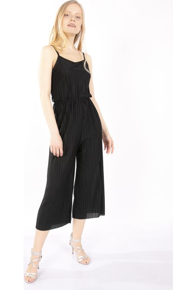 Mınt.21 Pliseli Beli Büzgülü Askılı Siyah Tulum Mınt.21 Pliseli Beli Büzgülü Askılı Siyah Tulum