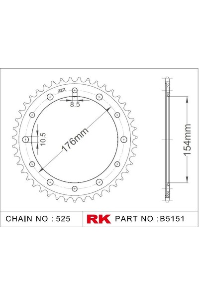 RK Honda Vfr 800 x Crossrunner Rk Çelik Arka Dişli B5151-43 (2015-2019) RK Honda Vfr 800 x Crossrunner Rk Çelik Arka Dişli B5151-43 (2015-2019)