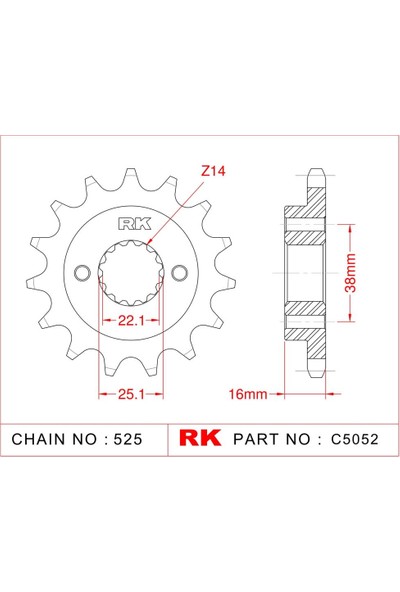 RK Ducati Multıstrada 950 Rk Çelik Ön Dişli C5052-15(2017-2020)