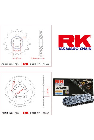 RK Benellı Tnt 250 Rk O-Ring Zincir Dişli Set 525 Ero 108 L-14/44T(2015-2020) RK Benellı Tnt 250 Rk O-Ring Zincir Dişli Set 525 Ero 108 L-14/44T(2015-2020)