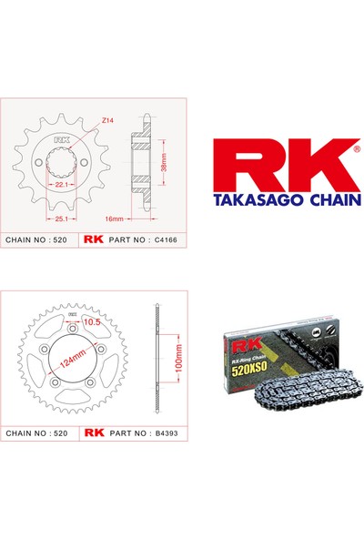 RK Ducati Scrambler Icon Rk X-Ring Zincir Dişli Set 520 Xso 15/46T(2015-2018)