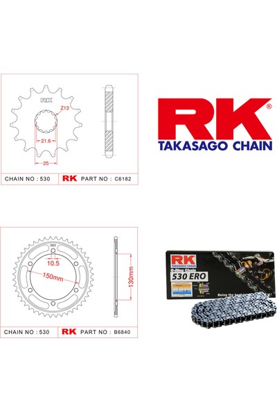 RK Yamaha Fzs 600 Fazer Rk Zincir Dişli Set 530 Ero O-Ring 15/48T(2002-2003)