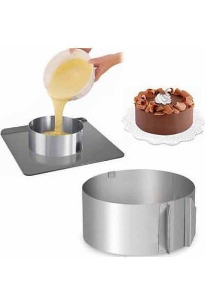 Tekçe Ayarlanabilir Yuvarlak Kelepçeli Pasta Çemberi 16/30 cm Genişlik 9 cm Yükseklik