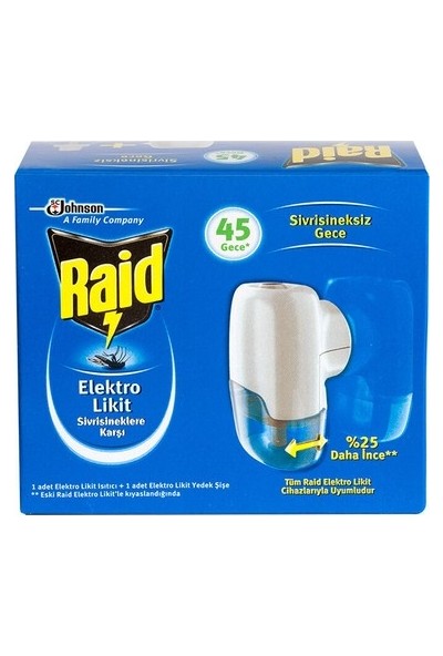 Raid Sivrisineklere Karşı 45 Gece Elektro Likit Cihaz + 1 Yedek Raid Sivrisineklere Karşı 45 Gece Elektro Likit Cihaz + 1 Yedek